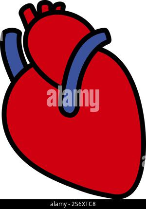 Human Heart Icon. Editable Bold Outline With Color Fill Design. Vector ...