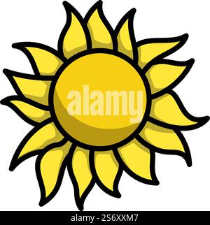 Sun Icon. Editable Bold Outline With Color Fill Design. Vector ...