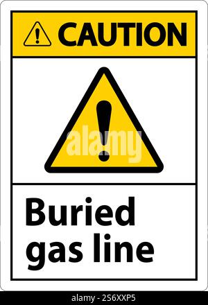 Caution Sign buried gas line On White Background Stock Vector Image ...