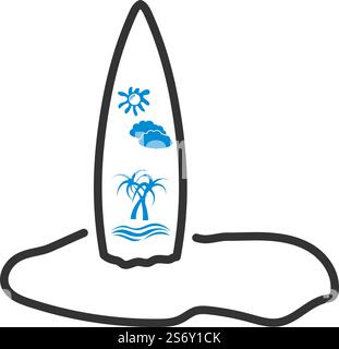 Icon Of Surfboard. Editable Bold Outline With Color Fill Design. Vector ...