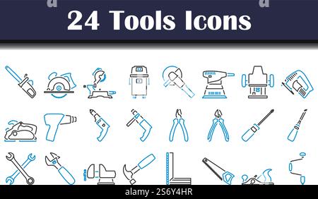 Tools Icon Set. Editable Bold Outline With Color Fill Design. Vector ...