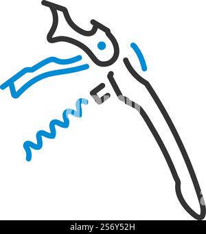 Waiter Corkscrew Icon. Editable Bold Outline With Color Fill Design ...