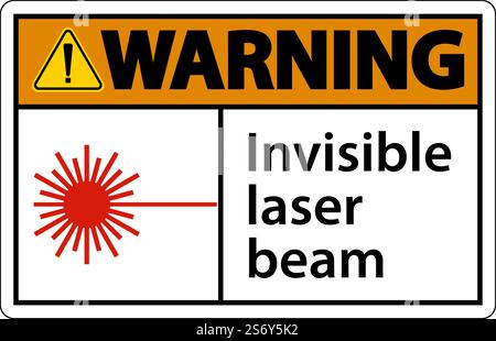 Warning Sign invisible laser beam On White Background Stock Vector ...
