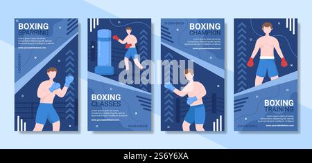 Professional Boxing Sport Social Media Post Template Cartoon Background ...
