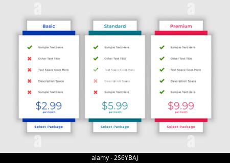Modern Pricing comparison table template design Stock Vector Image ...