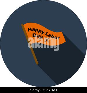 Labor Day Icon. Flat Circle Stencil Design With Long Shadow. Vector ...
