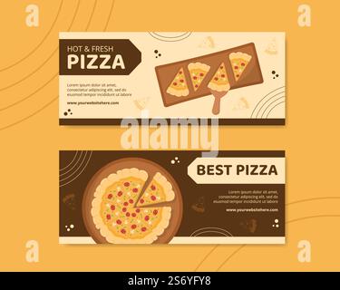 Pizza Food Horizontal Banner Template Hand Drawn Cartoon Background ...