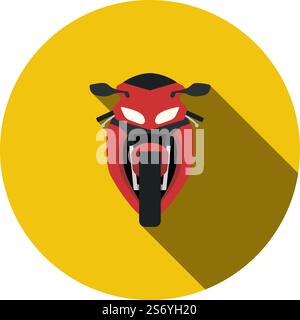 Motorcycle Icon. Flat Circle Stencil Design With Long Shadow. Vector ...