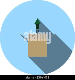 Product Release Icon. Flat Circle Stencil Design With Long Shadow ...
