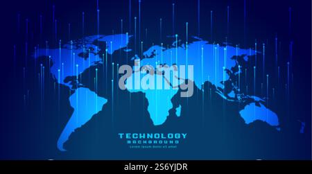 global world map with digital verticle lines Stock Vector Image & Art ...