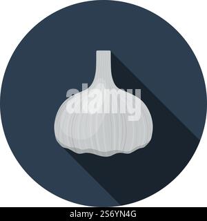 Garlic Icon. Flat Circle Stencil Design With Long Shadow. Vector ...
