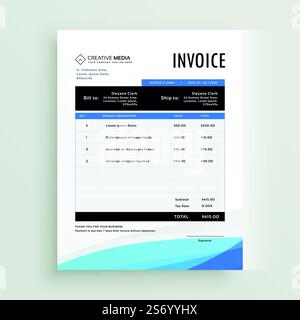 blue invoice template vector design Stock Vector Image & Art - Alamy