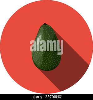 Avocado Icon. Flat Circle Stencil Design With Long Shadow. Vector ...