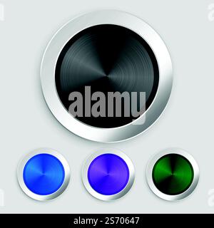 four realistic brushed metallic buttons set Stock Vector Image & Art ...