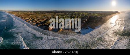 Aerial view of Praia da Almagreira near Peniche, Ferrel in Portugal ...