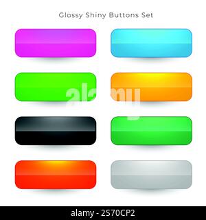 shiny web buttons in eight colors set Stock Vector Image & Art - Alamy