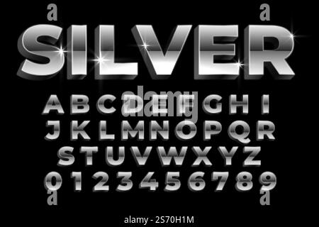 shiny silver alphabets set text effect design Stock Vector Image & Art ...