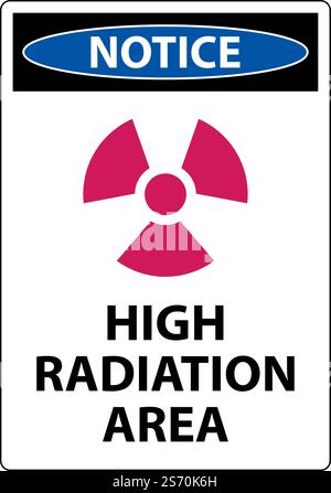 Notice High Radiation Area Sign On White Background Stock Vector Image ...