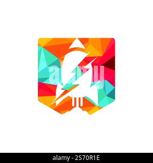 Electric rocket vector logo design. Rocket and thunderbolt logo icon ...