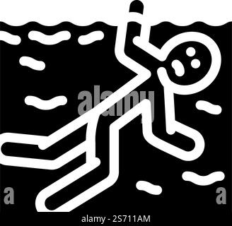 drowned man accident glyph icon vector illustration Stock Vector Image ...