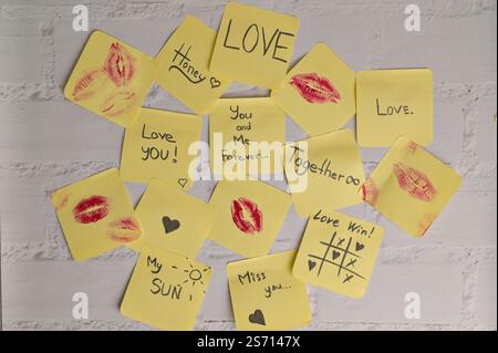 Red paper with word kiss me and heart shapes Stock Photo - Alamy