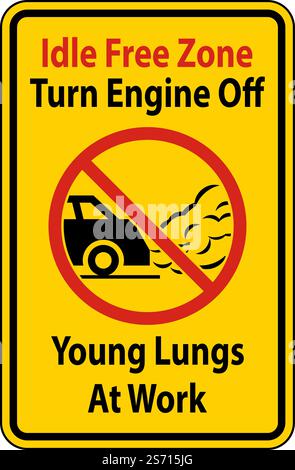 Idle Free Zone Turn Off Engine Sign On White Background Stock Vector ...