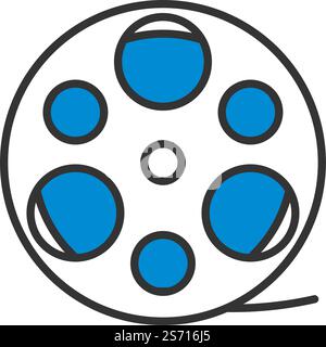 Film Reel Icon. Editable Bold Outline With Color Fill Design. Vector ...
