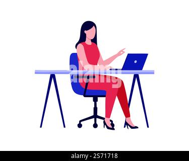 Modern Professional Sitting on Office Chair Profile Silhouette Vector ...