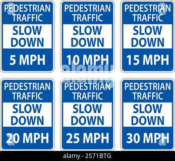 Slow Down Pedestrian Traffic Sign On White Background Stock Vector ...
