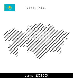 Kazakhstan map silhouette from black square pixels. Vector illustration ...