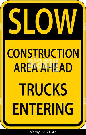 Slow Construction Area Ahead Sign On White Background Stock Vector ...