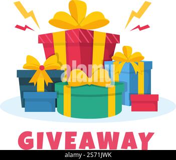 Giveaway Template Hand Drawn Cartoon Flat Illustration with Win a Prize ...