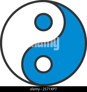 Yin And Yang Icon. Editable Bold Outline With Color Fill Design. Vector ...
