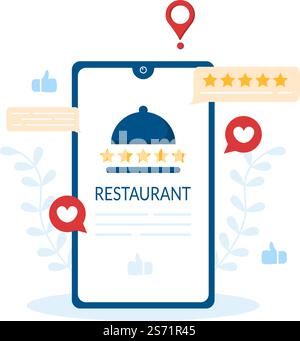 Restaurant Rating Review Template Hand Drawn Cartoon Flat Illustration ...