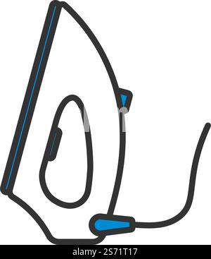 Steam Iron Icon. Editable Bold Outline With Color Fill Design. Vector ...