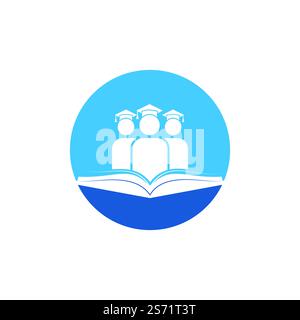 Open book and graduate students icon vector logo educational symbol ...
