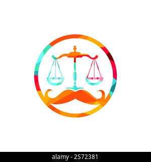 mustache with balance law logo symbol icon vector graphic design ...