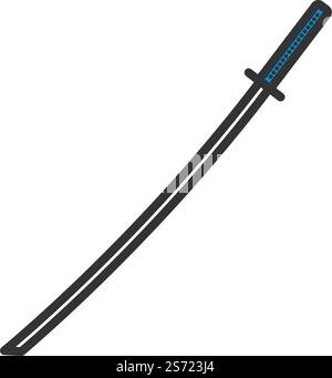 Japanese Sword Icon. Editable Bold Outline With Color Fill Design ...