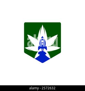 Cannabis rocket vector logo design. Unique cannabis and spaceship ...