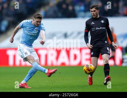 Jack Rudoni of Coventry City has a shot during the Sky Bet Championship ...