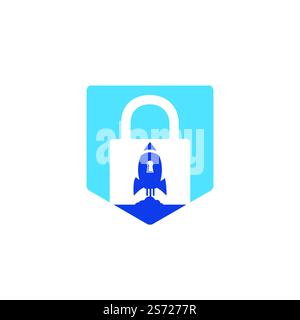 Padlock rocket vector logo design. Security rocket logo concept Stock ...