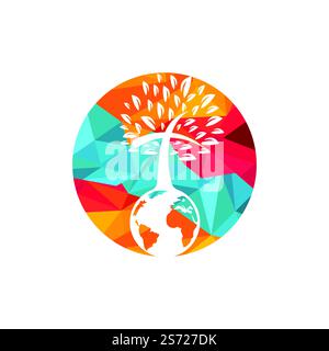 Global church vector logo design template. Globe with cross tree vector ...