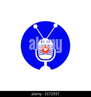 TV podcast vector logo design. Podcast mic and tv icon design Stock ...