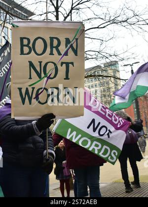 Trans rights protest Manchester UK. Protesters gathered in St Peters ...