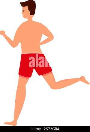 Running lifeguard icon cartoon vector. Safety guard. Ocean security ...