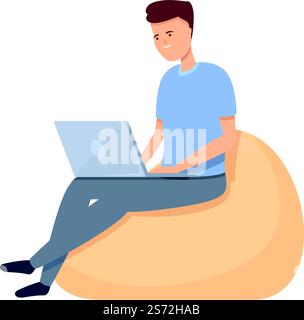 Laptop passive income icon cartoon vector. Freedom job. Work business ...