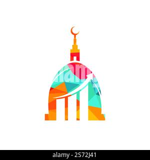 Islamic chart business vector logo design template. Mosque and bar ...