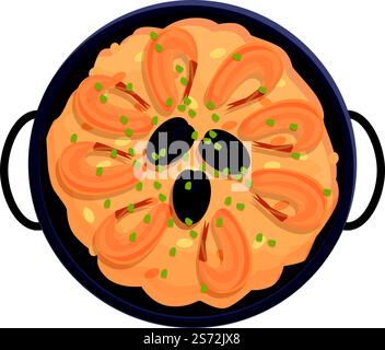 Paella plate icon cartoon vector. Spanish cuisine. Dish menu Stock ...