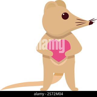 Shrew with heart icon cartoon vector. Farm animal. Wild mole Stock ...