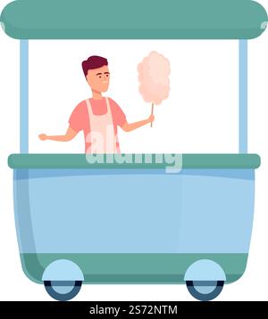 Fast cotton cart icon cartoon vector. Candy food. Stand seller Stock ...